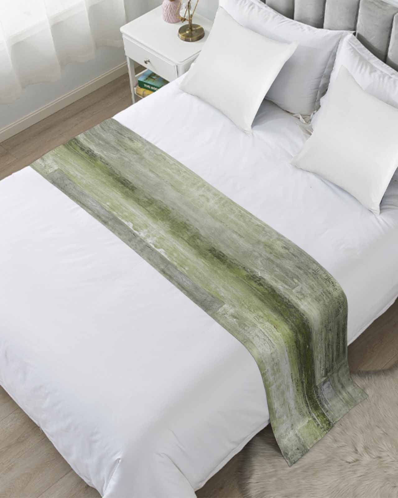 Bed Runner Scarf Cal King Size, Sage Green Stain Bed Runners & Scarves ...