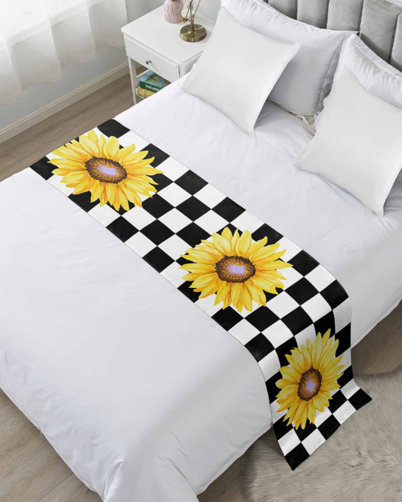 Bed Runner Scarf Cal King Size, Sunflower Stain Bed Runners & Scarves ...
