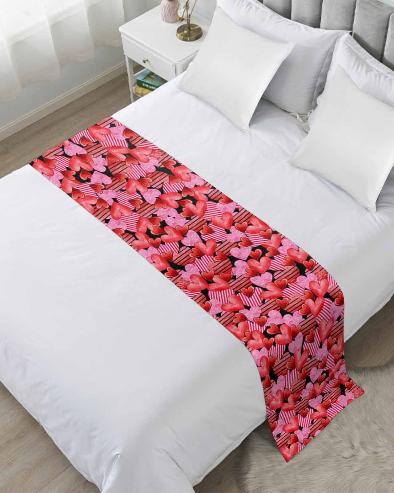 Bed Runner Scarf Cal King Size, Valentine's Day Stain Bed Runners ...