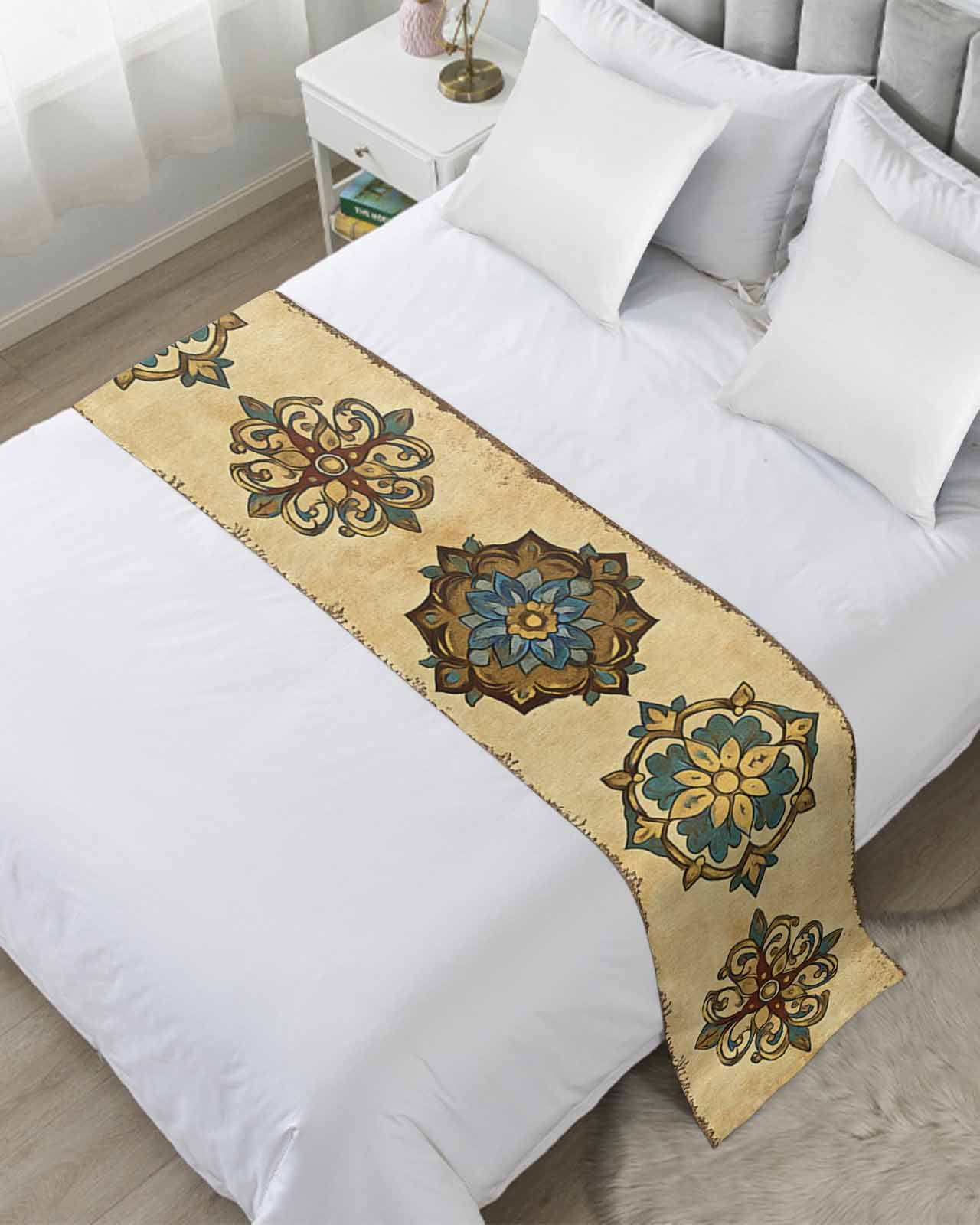 Bed Runner Scarf King Size, Abstract Floral Stain Bed Runners & Scarves ...