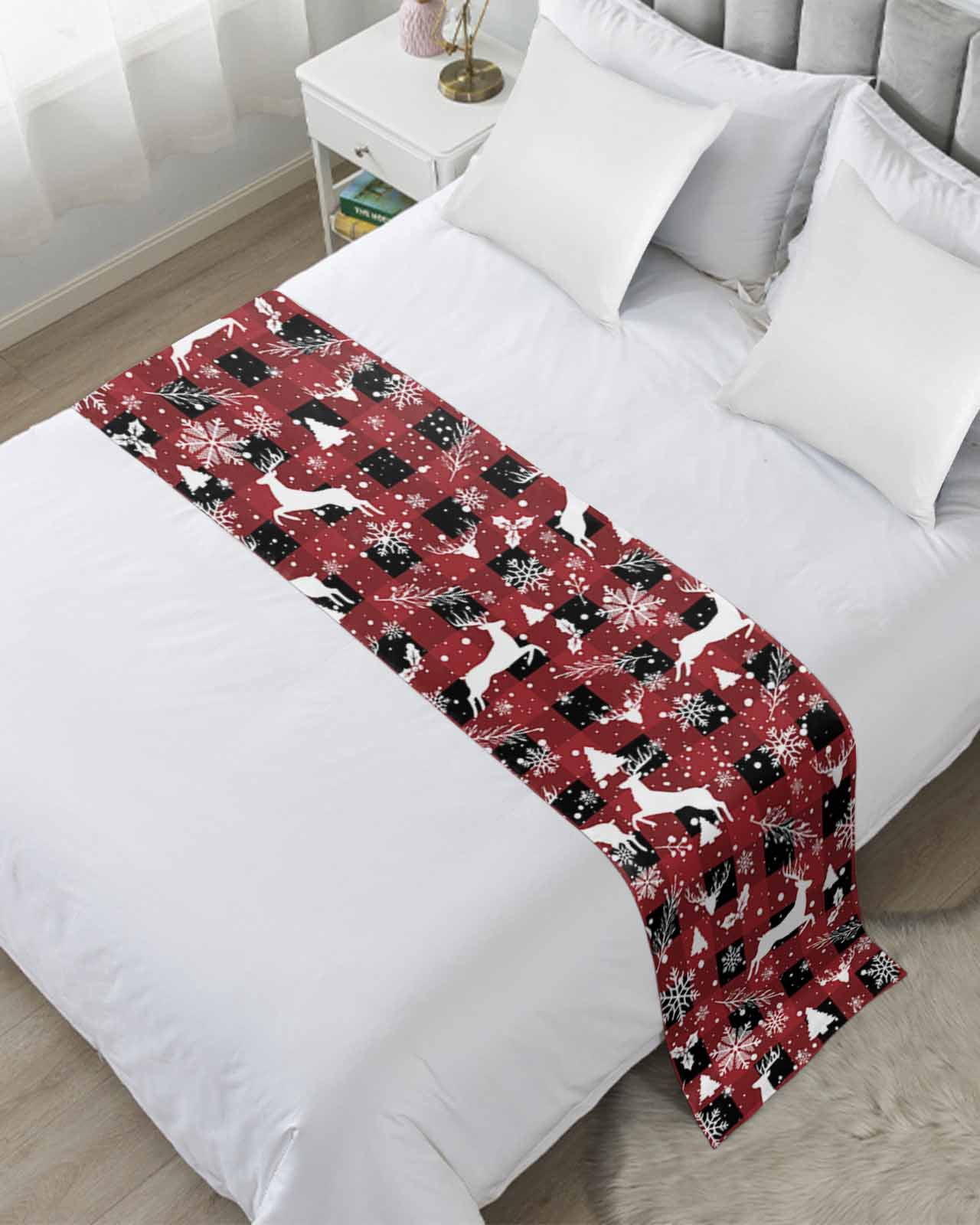 Bed Runner Scarf for King Size Bed, Christmas Snowflake Beds Scarf ...