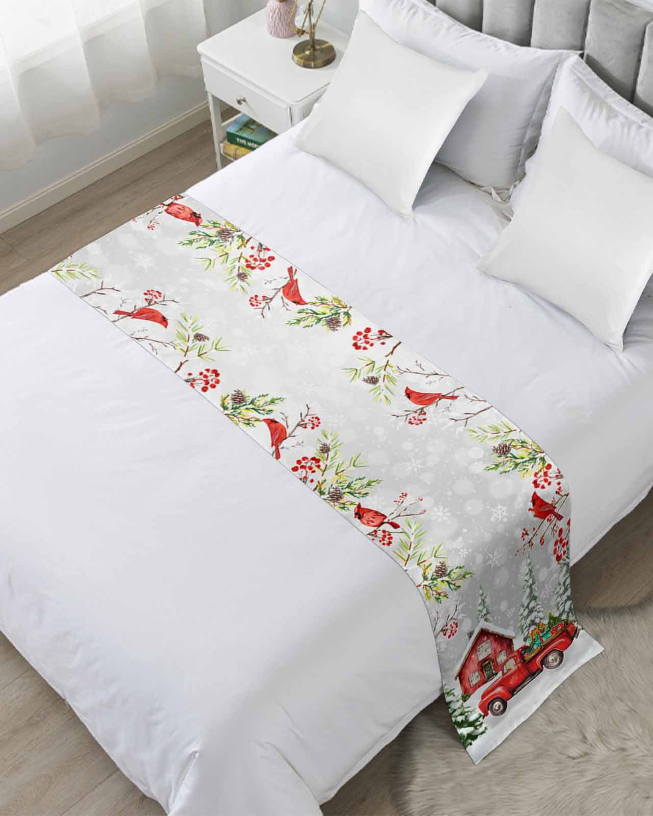 Bed Runner Scarf for King Size Bed, Christmas Truck Beds Scarf Throws ...