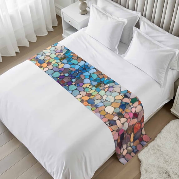 Bed Runner Scarf for King Size Bed, Colorful Stone Beds Scarf Throws ...