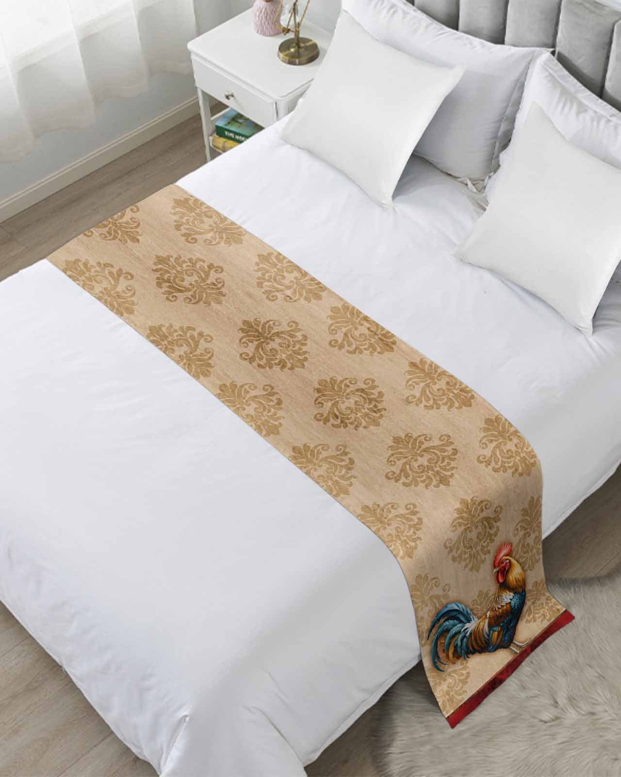 Bed Runner Scarf for King Size Bed, Farm Rooster Beds Scarf Throws for ...