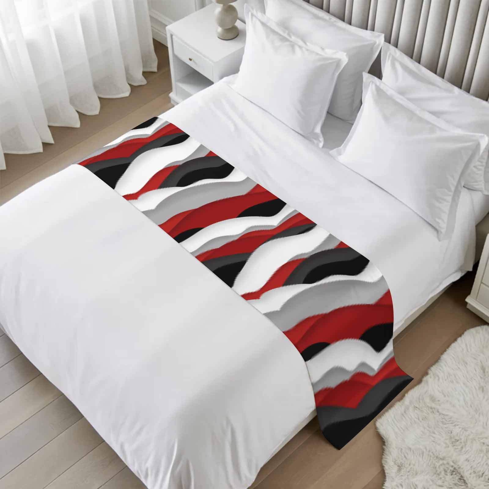 Bed Runner Scarf for King Size Bed, Red Black Ombre Beds Scarf Throws ...