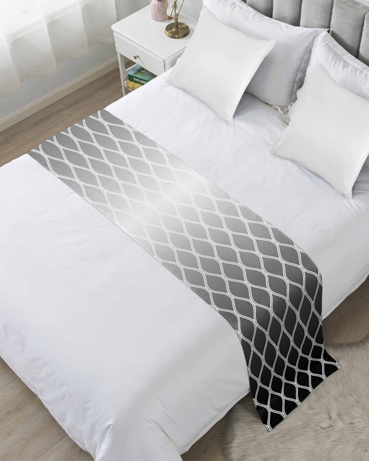 Bed Runner Scarf King Size, Black Ombre Stripe Stain Bed Runners ...