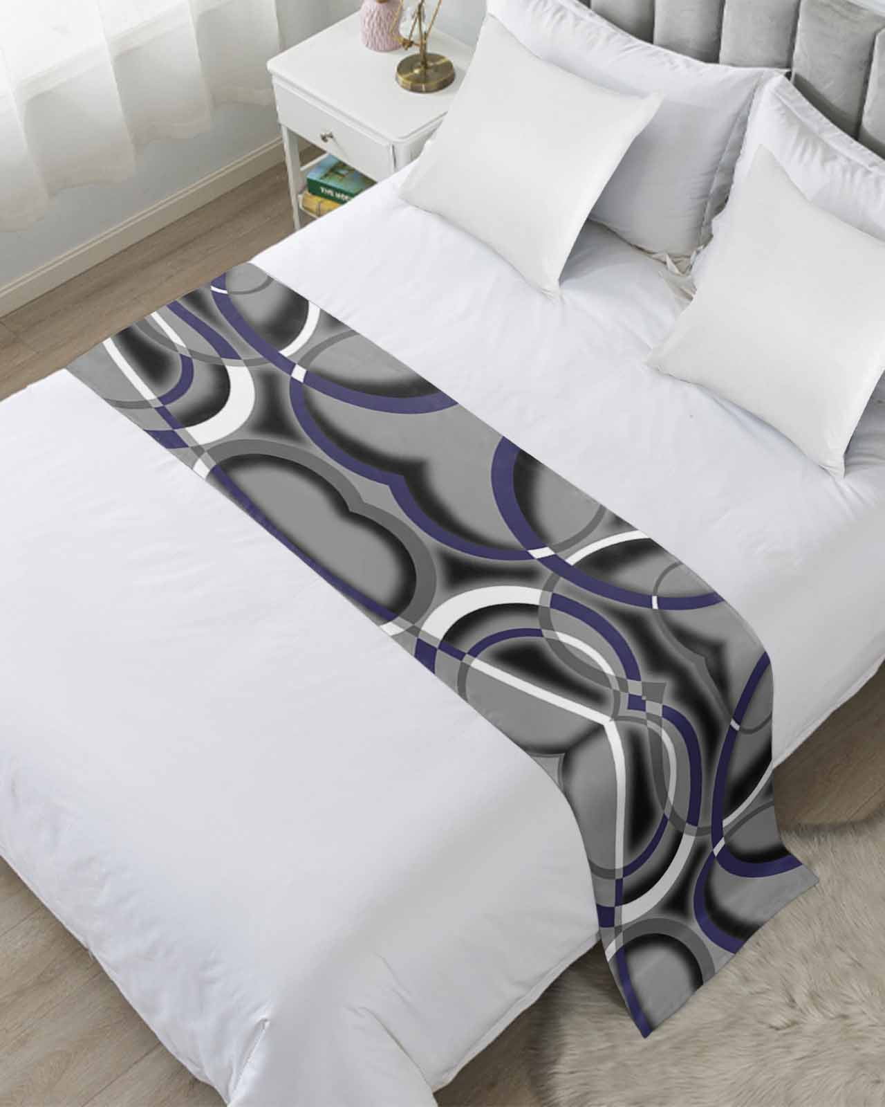 Bed Runner Scarf King Size, Blue Geometric Stain Bed Runners & Scarves ...