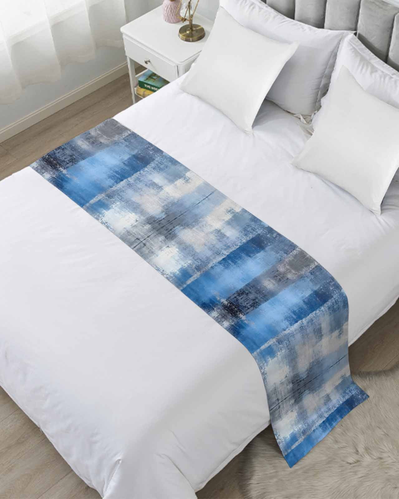 Bed Runner Scarf King Size, Blue Grey Ombre Stain Bed Runners & Scarves ...