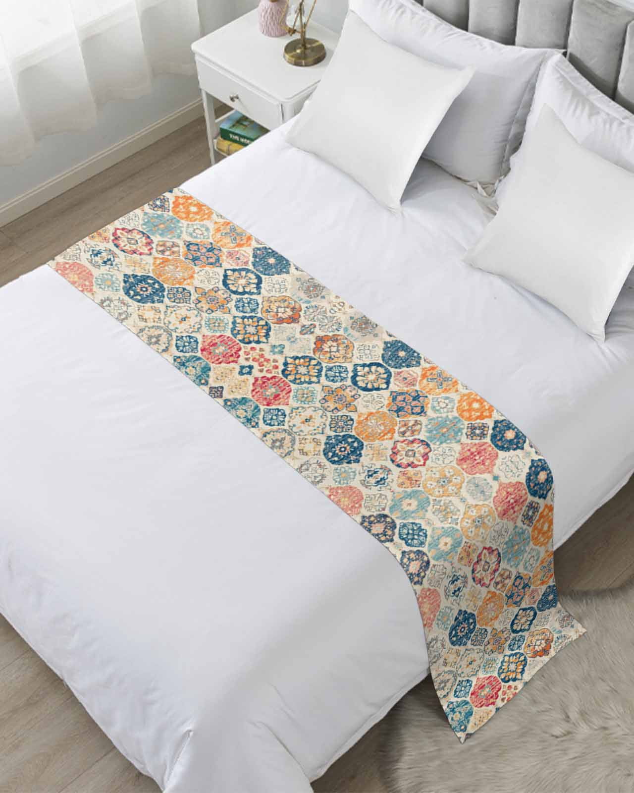 Bed Runner Scarf King Size, Boho Morocco Stain Bed Runners & Scarves ...