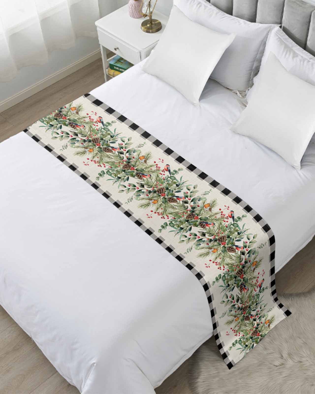 Bed Runner Scarf King Size, Christmas Stain Bed Runners & Scarves for ...
