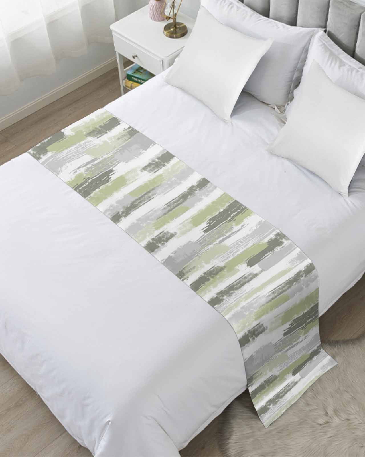 Bed Runner Scarf King Size, Green Abstract Stain Bed Runners & Scarves ...