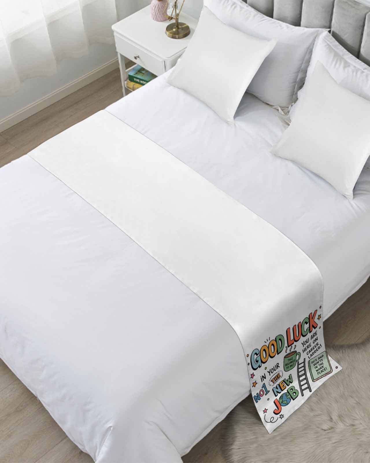 Bed Runner Scarf King Size, Green Funny Words Stain Bed Runners ...