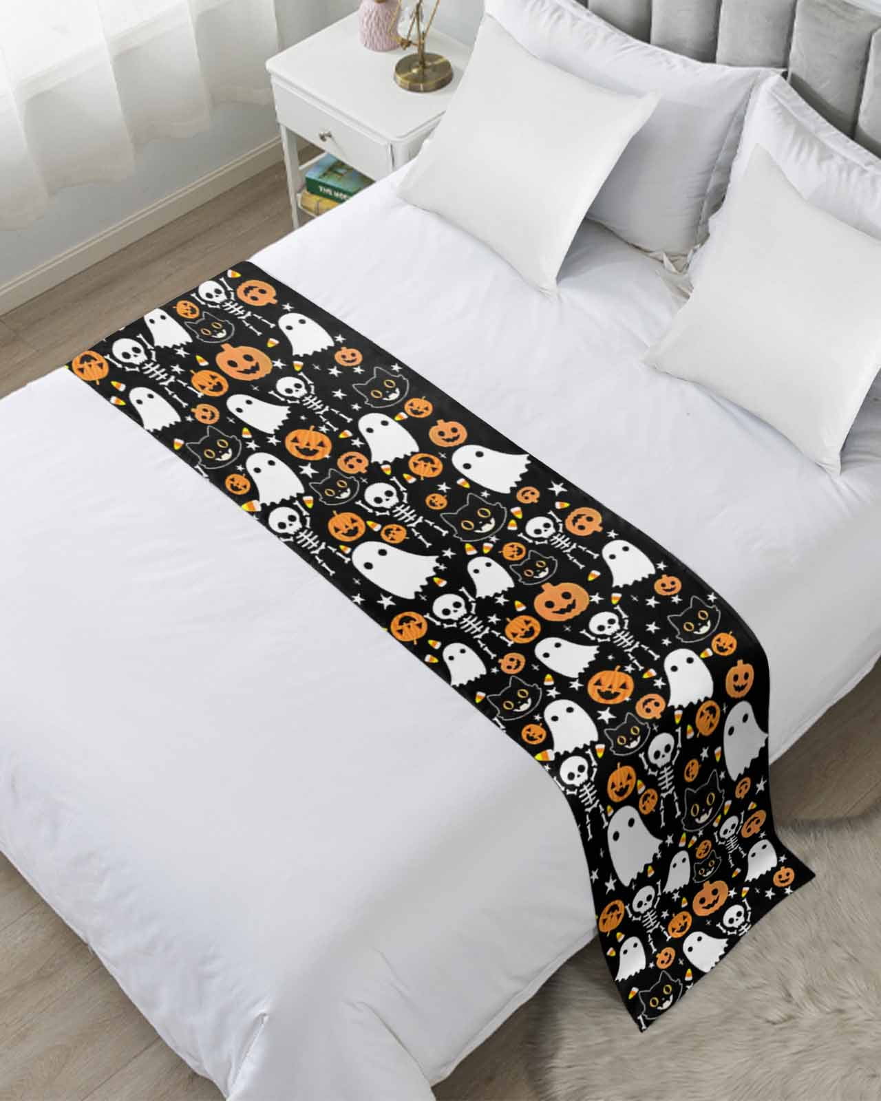 Bed Runner Scarf King Size, Halloween Stain Bed Runners & Scarves for ...