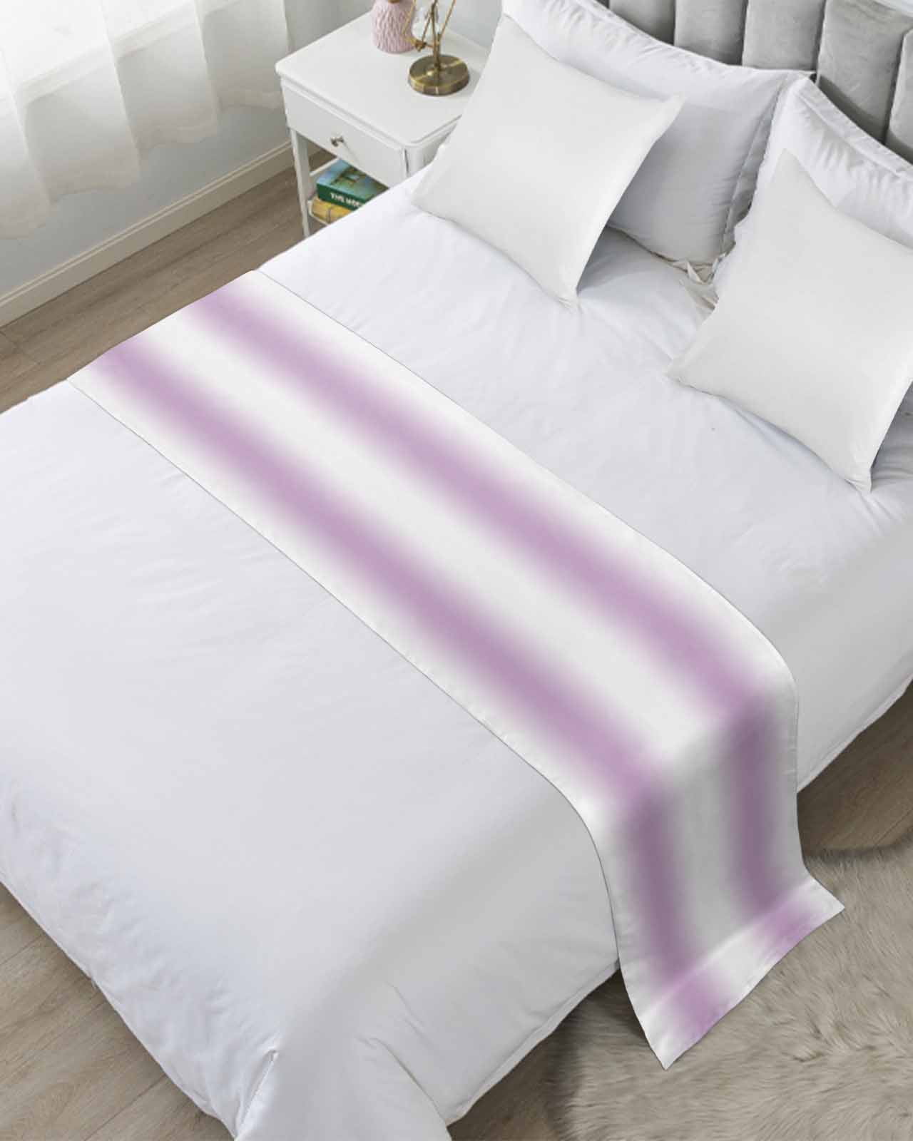 Bed Runner Scarf King Size, Light Purple White Stain Bed Runners ...