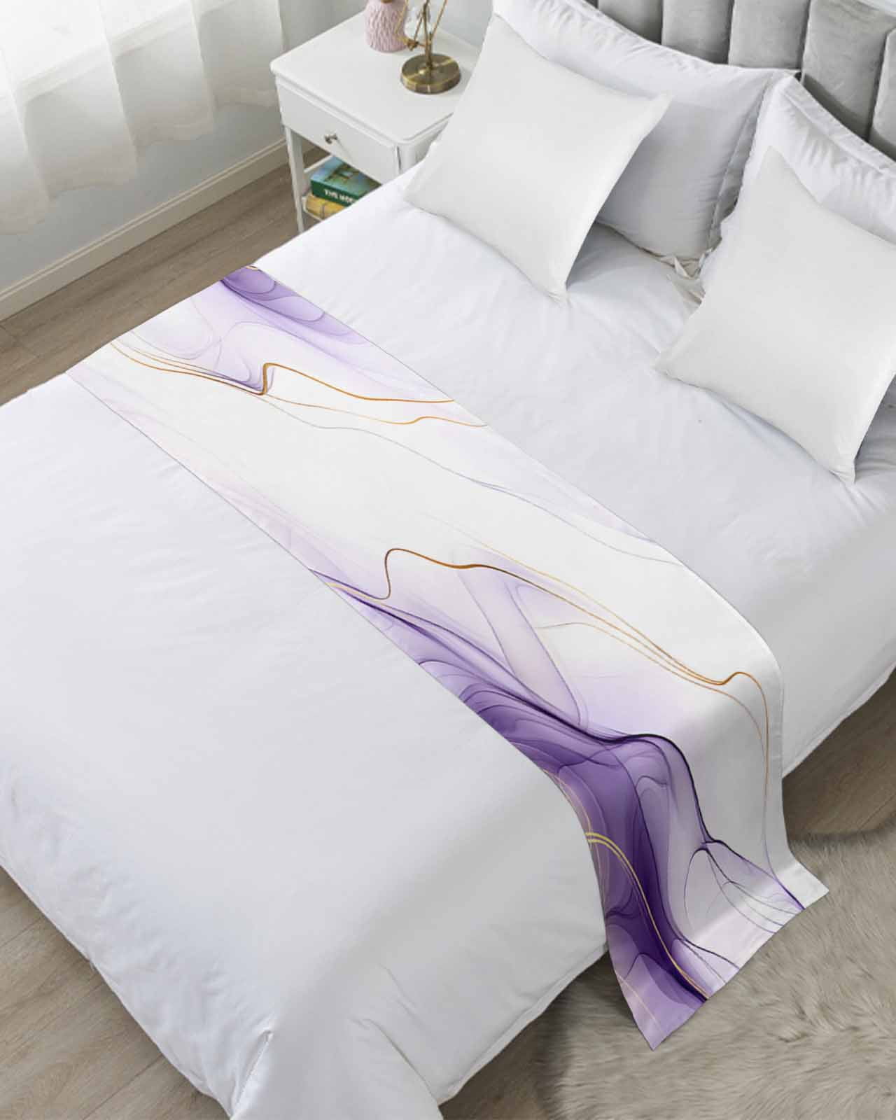 Bed Runner Scarf King Size, Marble Purple Stain Bed Runners & Scarves ...