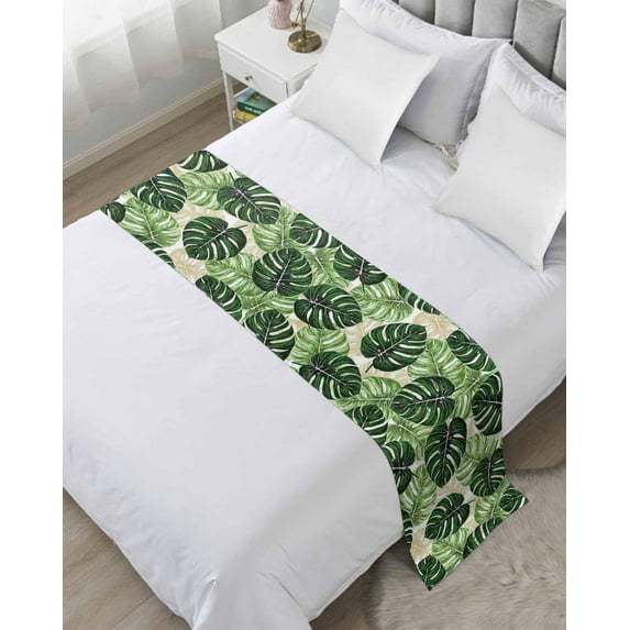Bed Runner Scarf King Size, Palm Leaf Stain Bed Runners & Scarves for ...