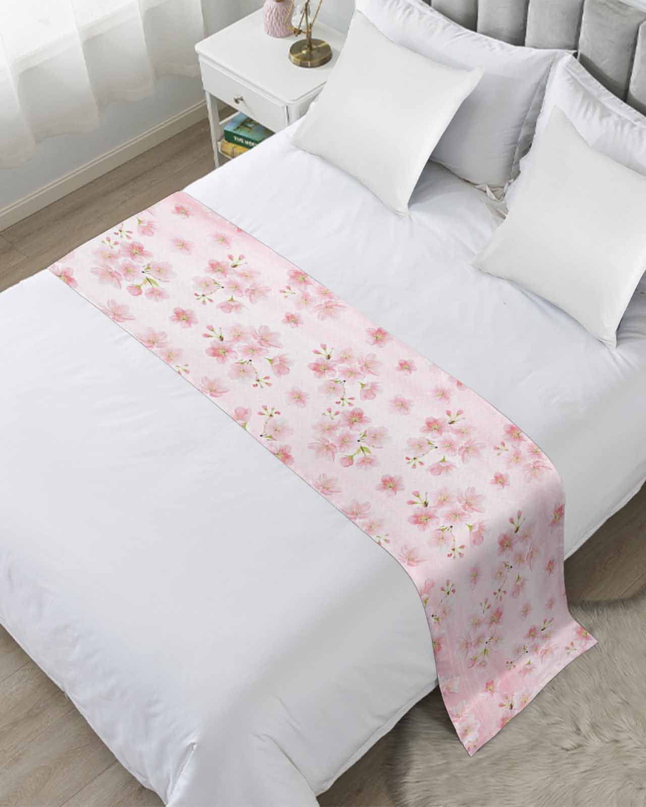 Bed Runner Scarf King Size, Pink Floral Stain Bed Runners & Scarves for ...