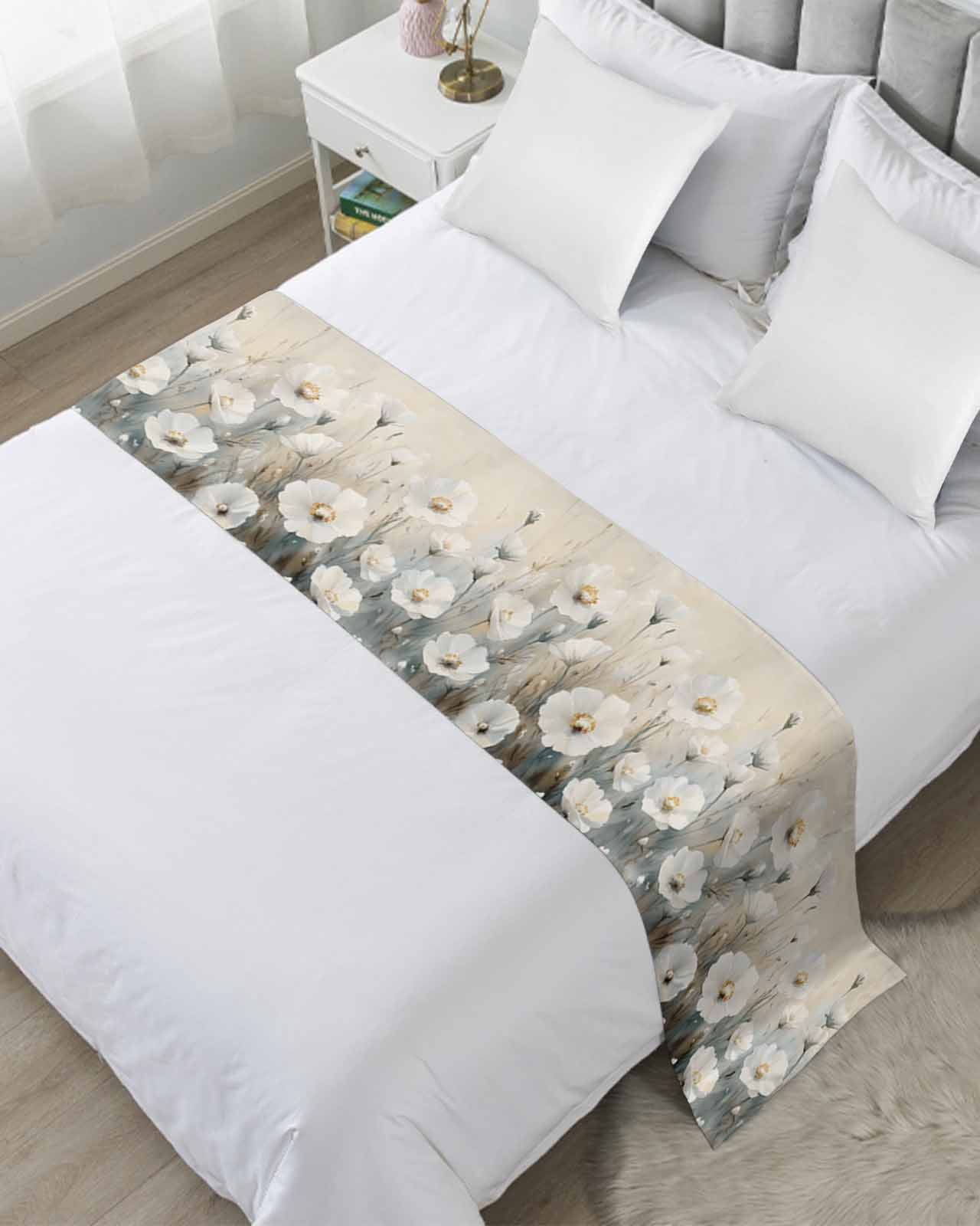 Bed Runner Scarf King Size, Spring Floral Stain Bed Runners & Scarves ...