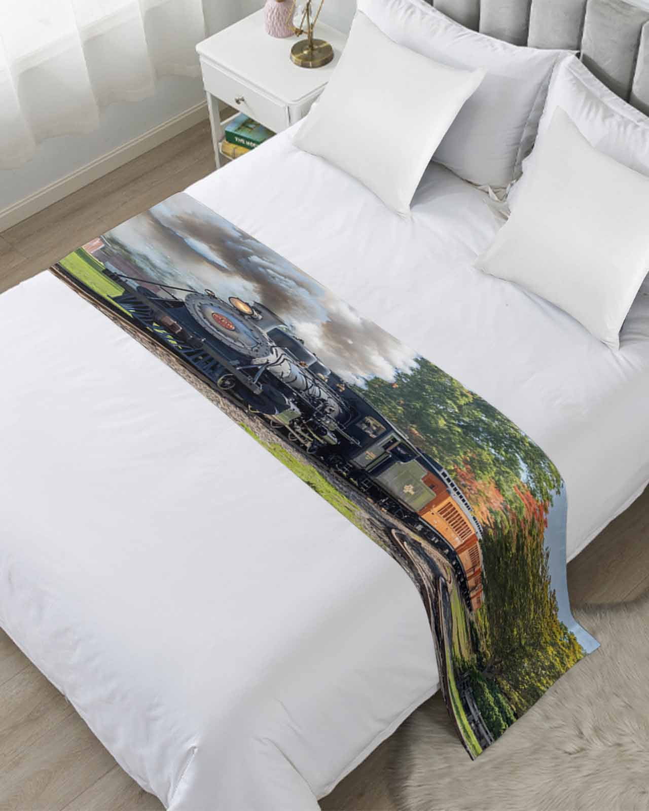 Bed Runner Scarf King Size, Train Railway Stain Bed Runners & Scarves ...