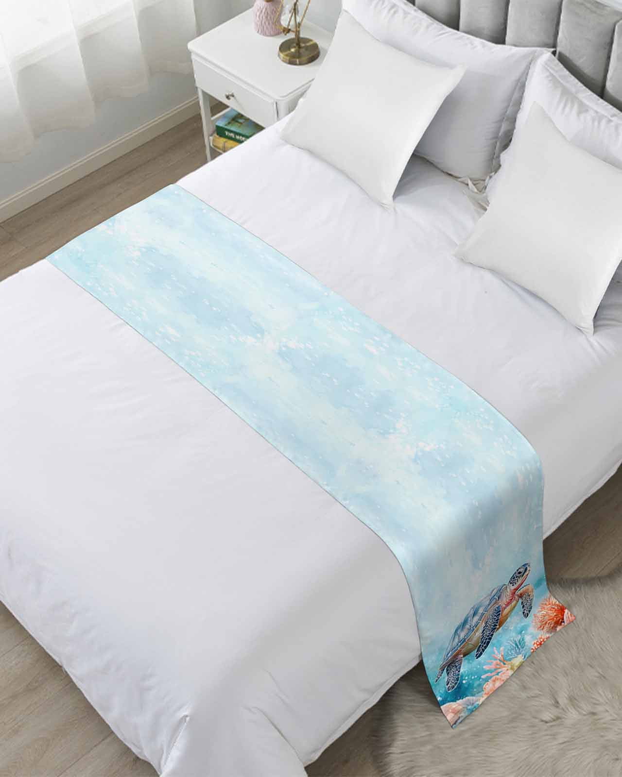 Bed Runner Scarf King Size, Turtle Stain Bed Runners & Scarves for Foot ...