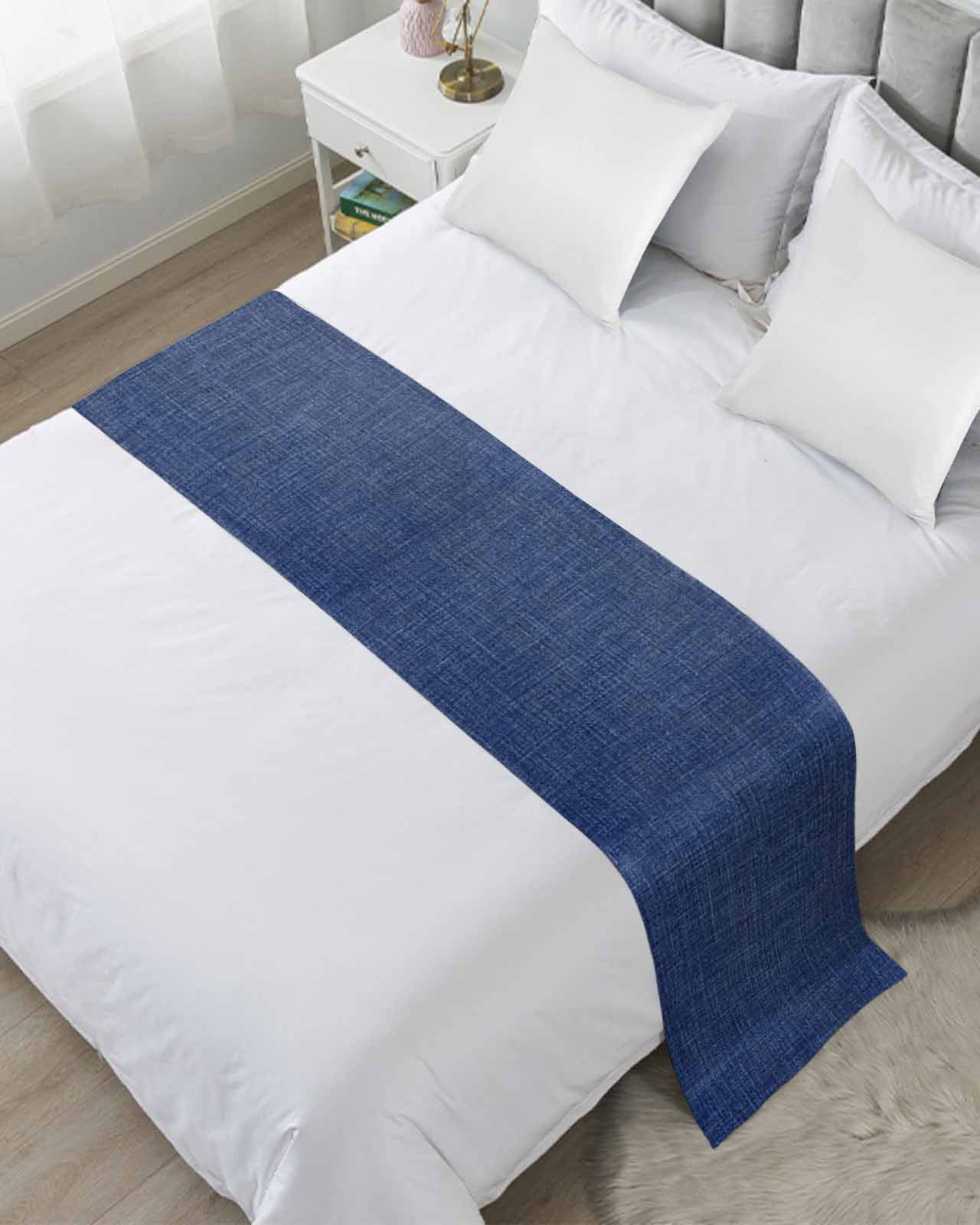 Bed Runner Scarf King Size, Vintage Navy Blue Stain Bed Runners ...