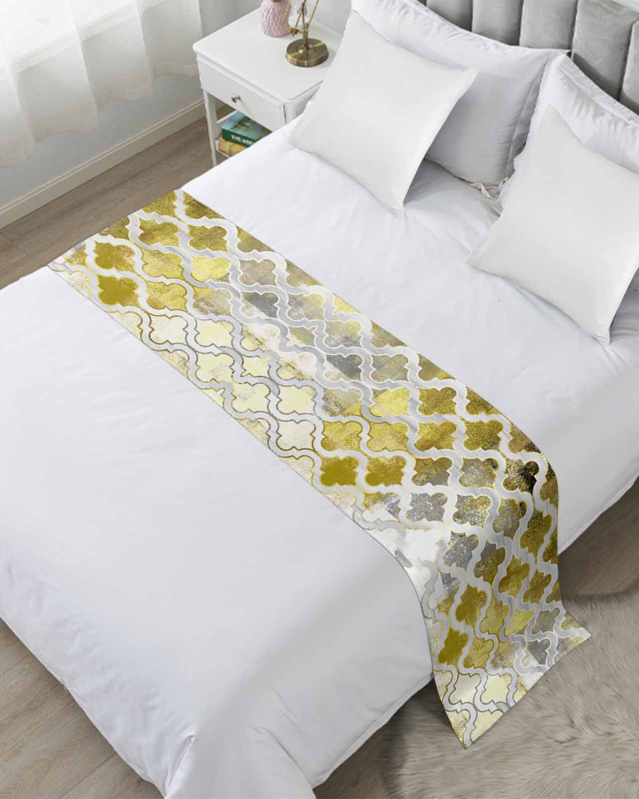 Bed Runner Scarf King Size, Yellow Morocco Stain Bed Runners & Scarves ...