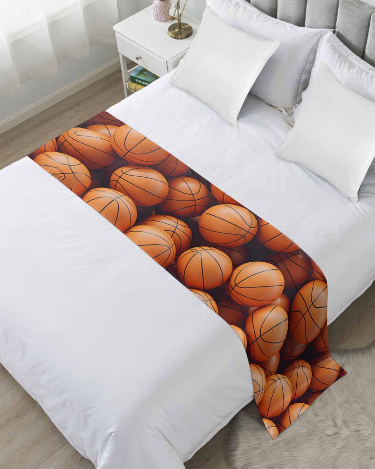 Bed Runner Scarf Queen Size, Basketball Stain Bed Runners & Scarves for ...