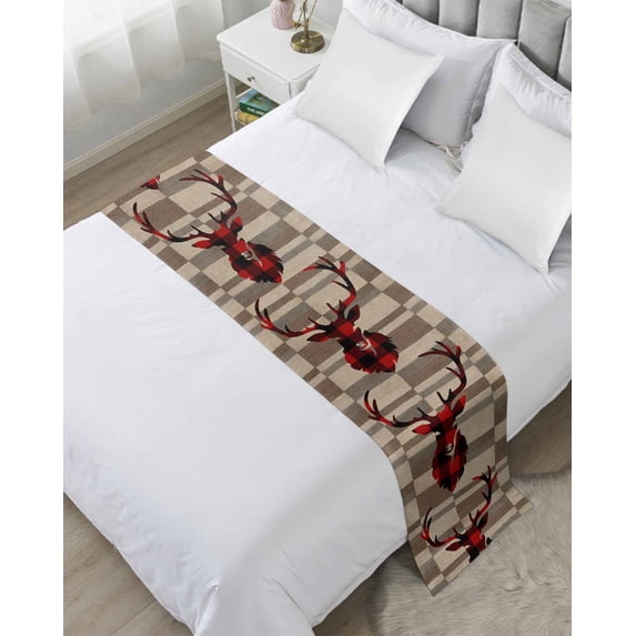 Bed Runner Scarf for Queen Size Bed, Christmas Reindeer Beds Scarf ...