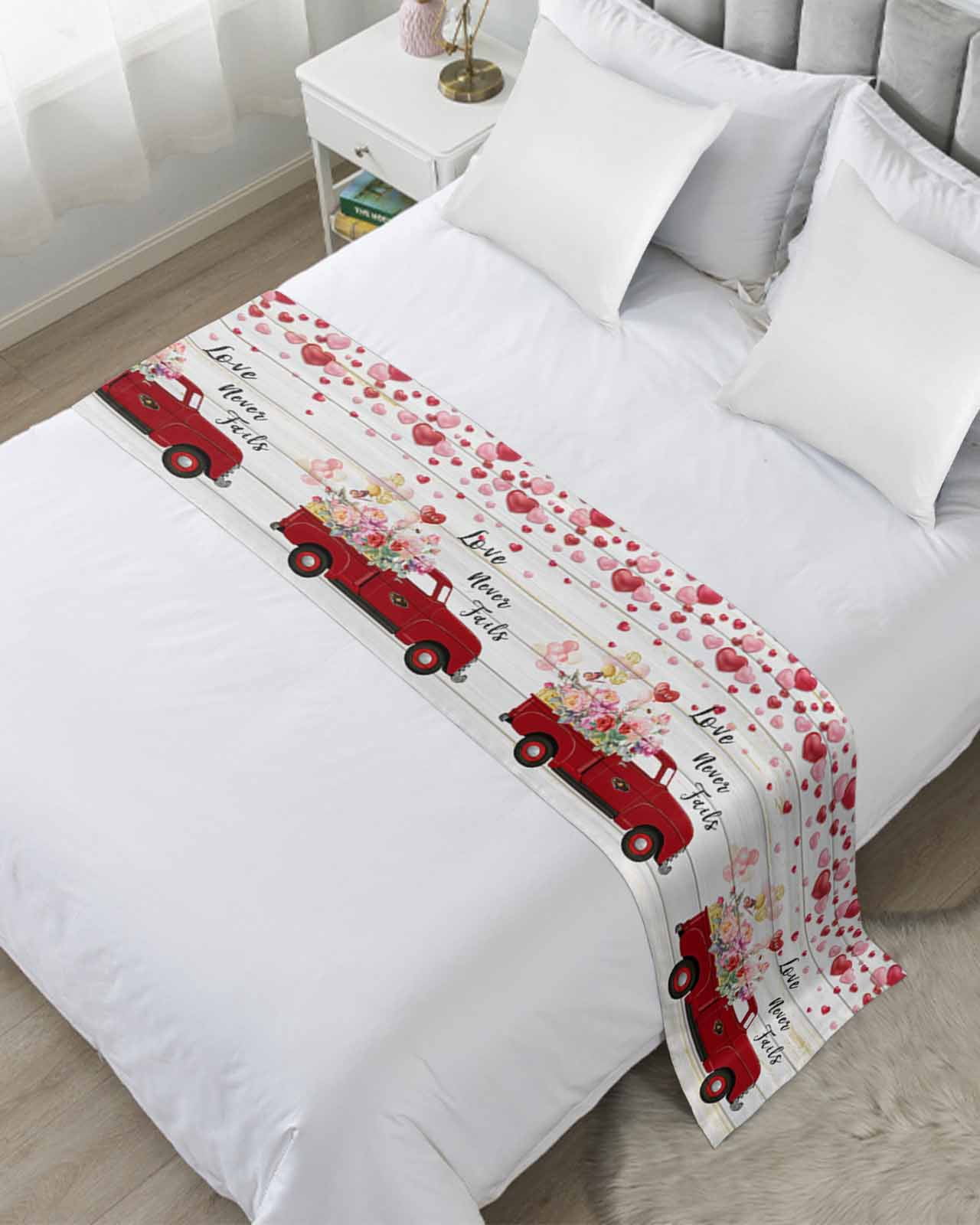 Bed Runner Scarf for Queen Size Bed, Valentine's Day Beds Scarf Throws ...