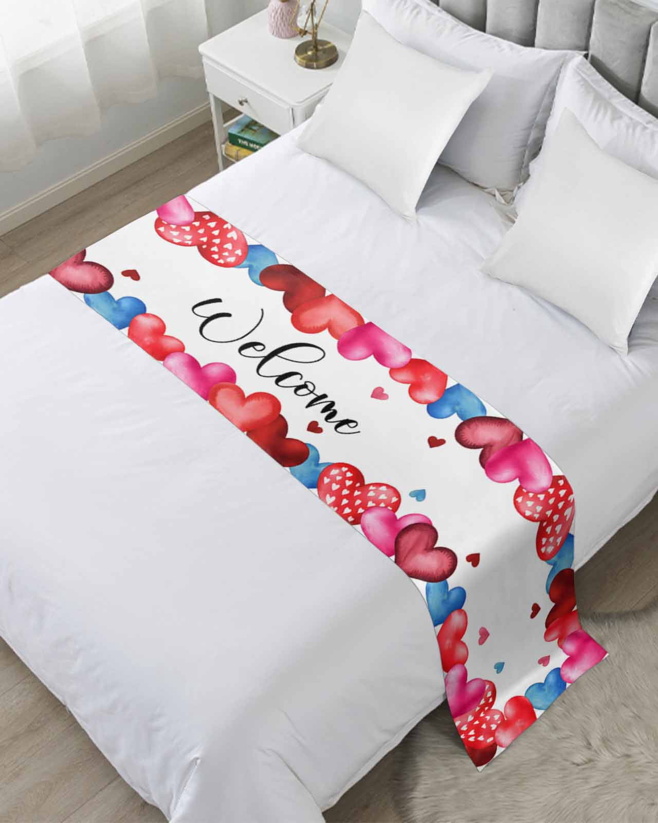 Bed Runner Scarf for Queen Size Bed, Valentine's Day Beds Scarf Throws ...