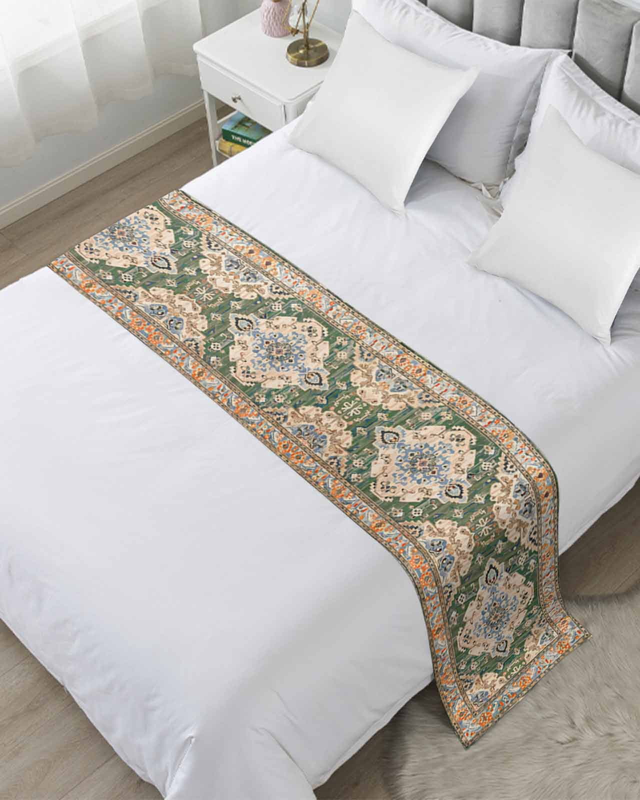 Bed Runner Scarf Queen Size, Boho Stain Bed Runners & Scarves for Foot ...