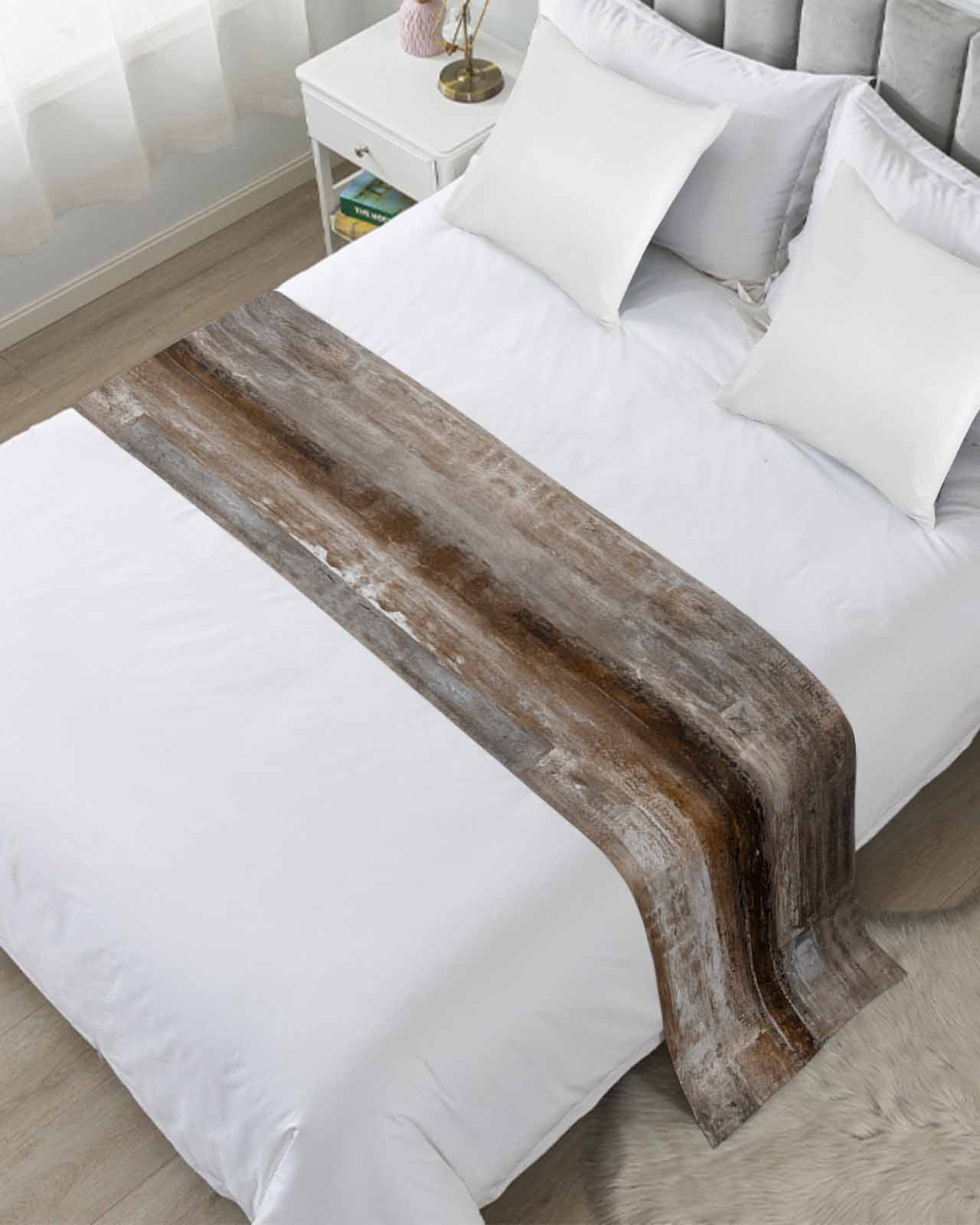 Bed Runner Scarf Queen Size, Brown Stain Bed Runners & Scarves for Foot ...