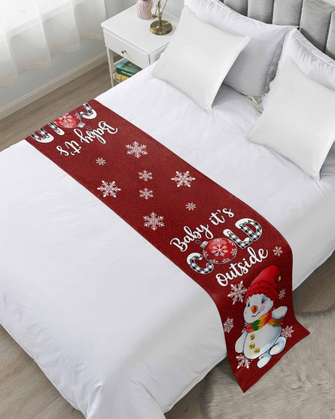 Bed Runner Scarf Queen Size, It's COLD Outside Stain Bed Runners ...