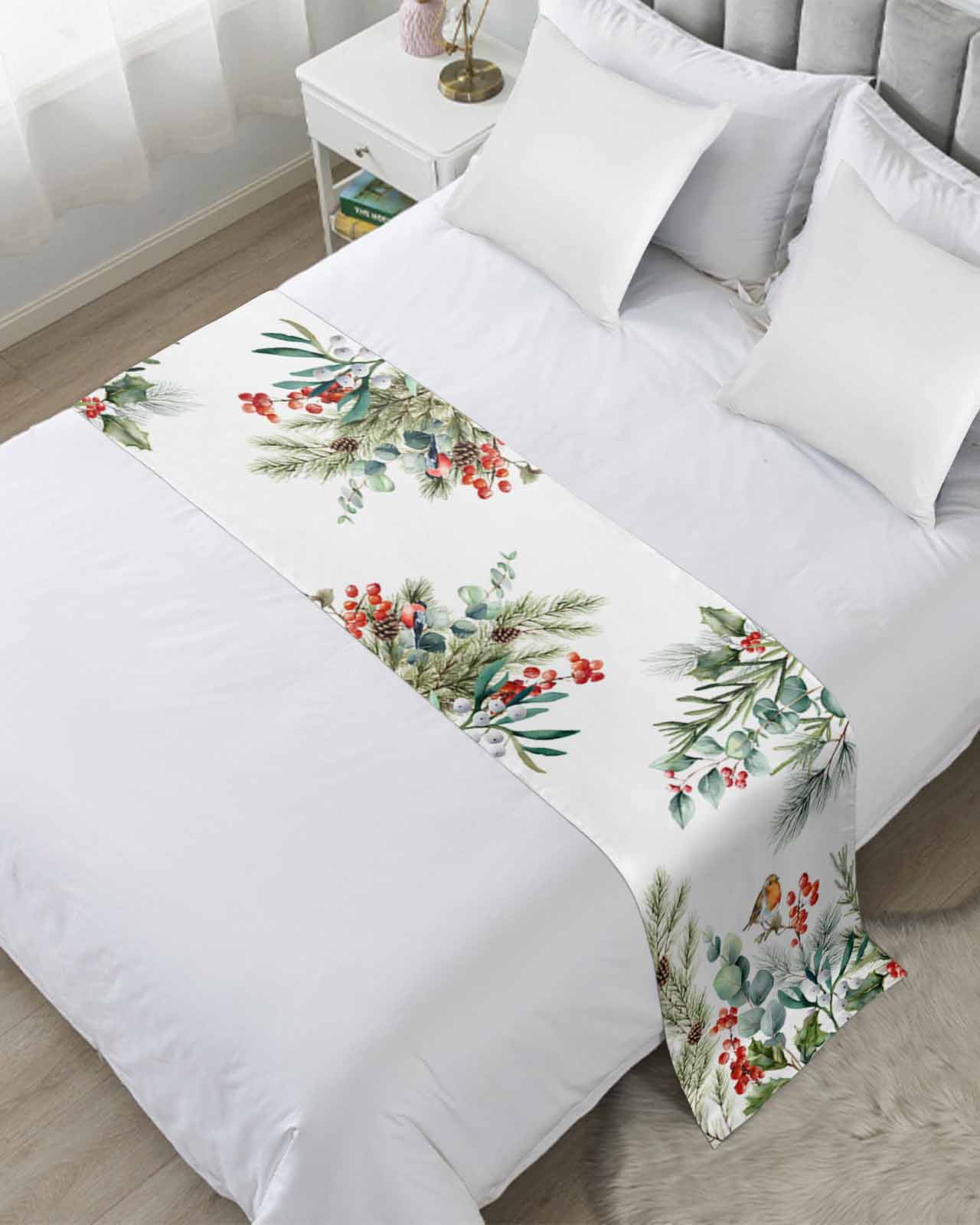 Bed Runner Scarf Queen Size, Christmas Stain Bed Runners & Scarves for ...