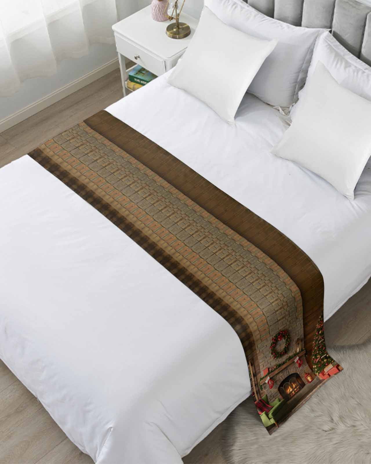 Bed Runner Scarf Queen Size, Christmas Stain Bed Runners & Scarves for ...