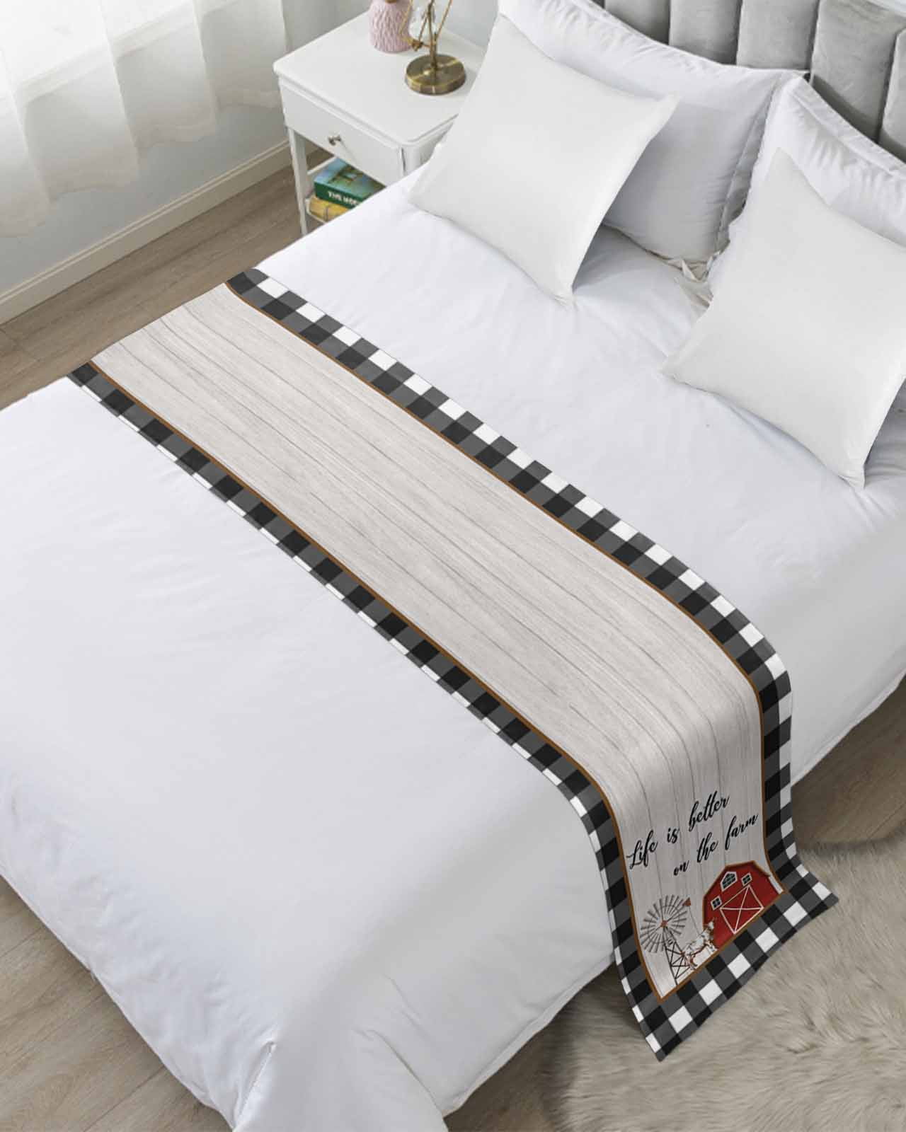 Bed Runner Scarf Queen Size, Farmhouse Barn Stain Bed Runners & Scarves ...