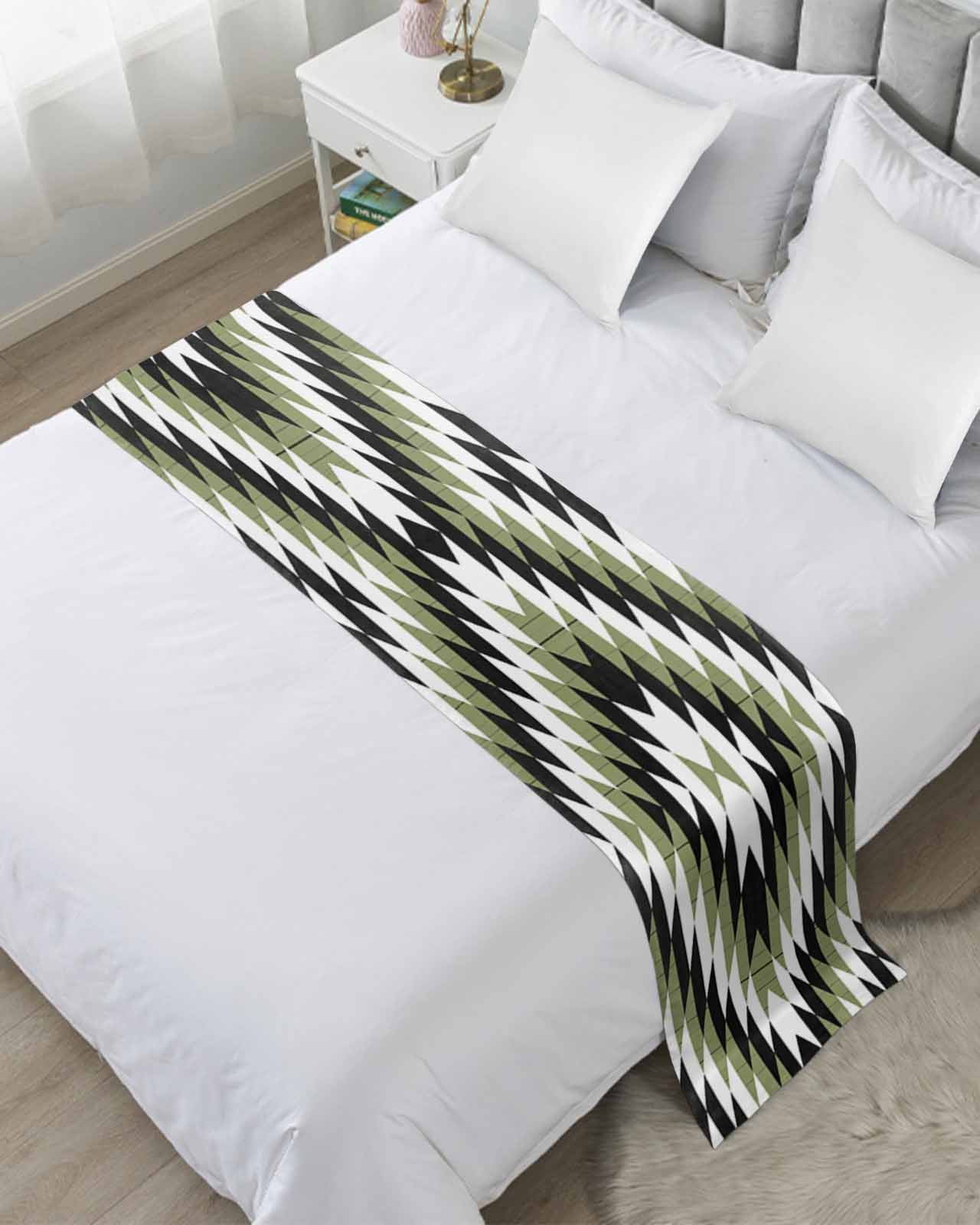 Bed Runner Scarf Queen Size, Green Aztec Stain Bed Runners & Scarves ...