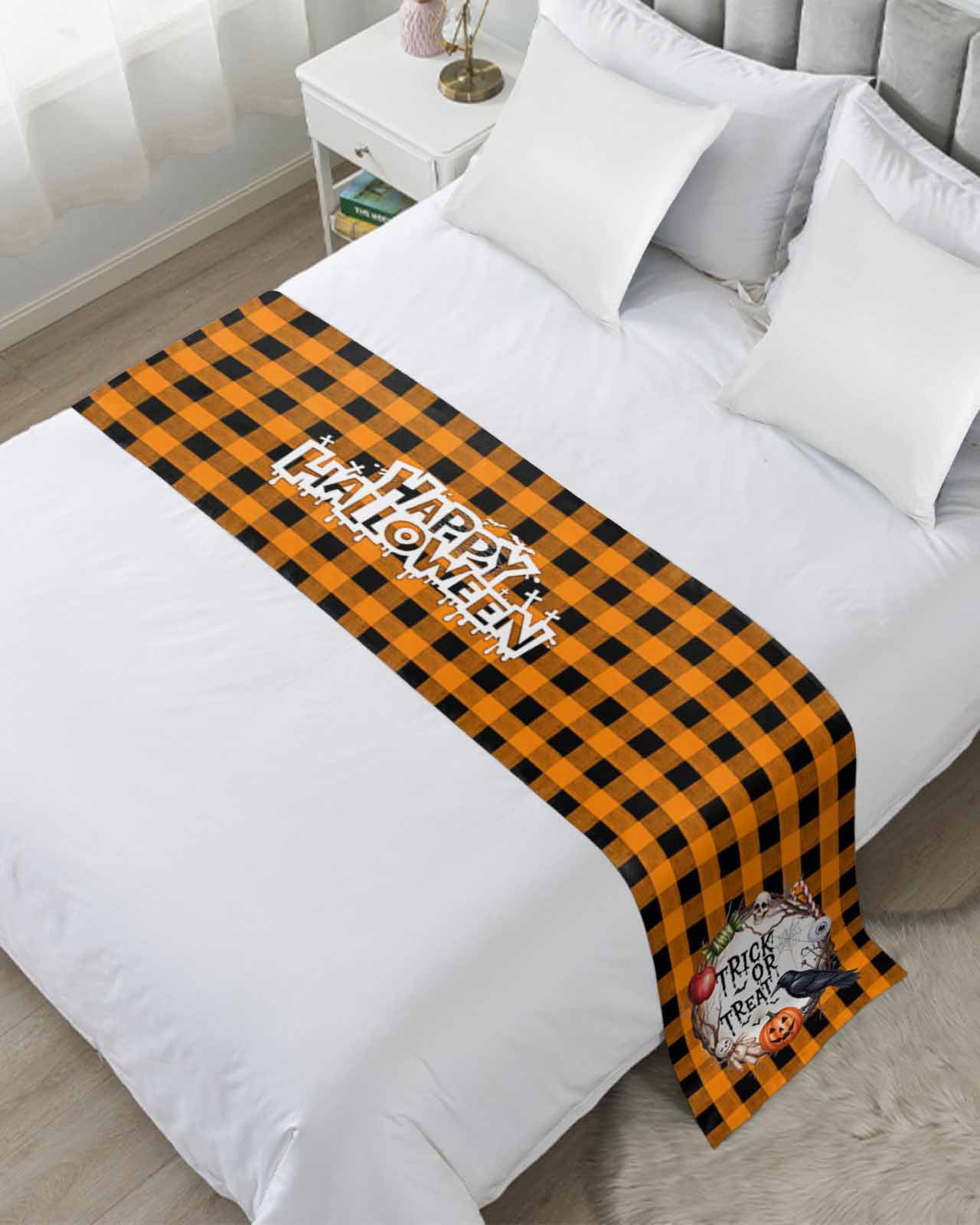 Bed Runner Scarf Queen Size, Halloween Stain Bed Runners & Scarves for ...