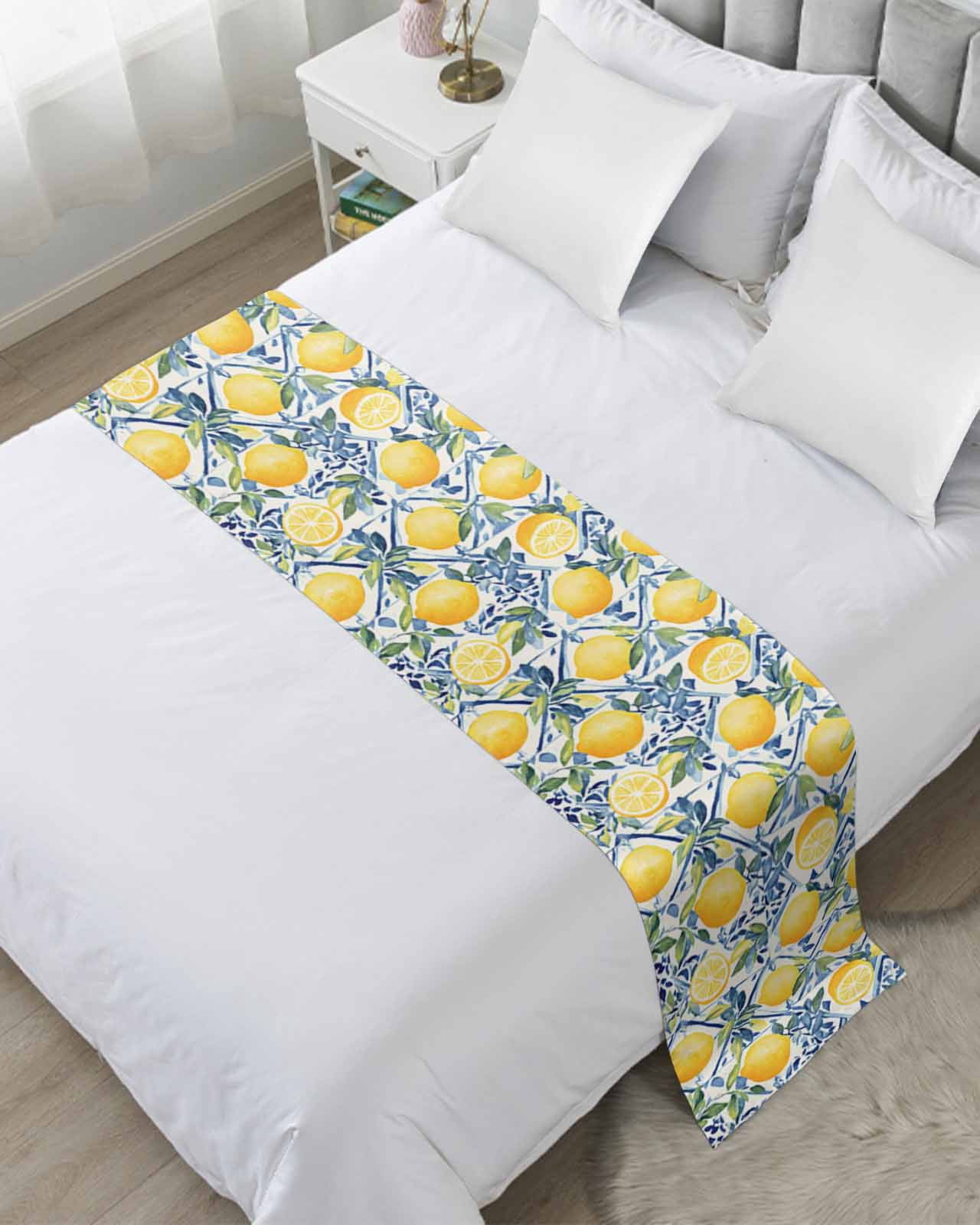 Bed Runner Scarf Queen Size, Lemon Fruit Stain Bed Runners & Scarves ...
