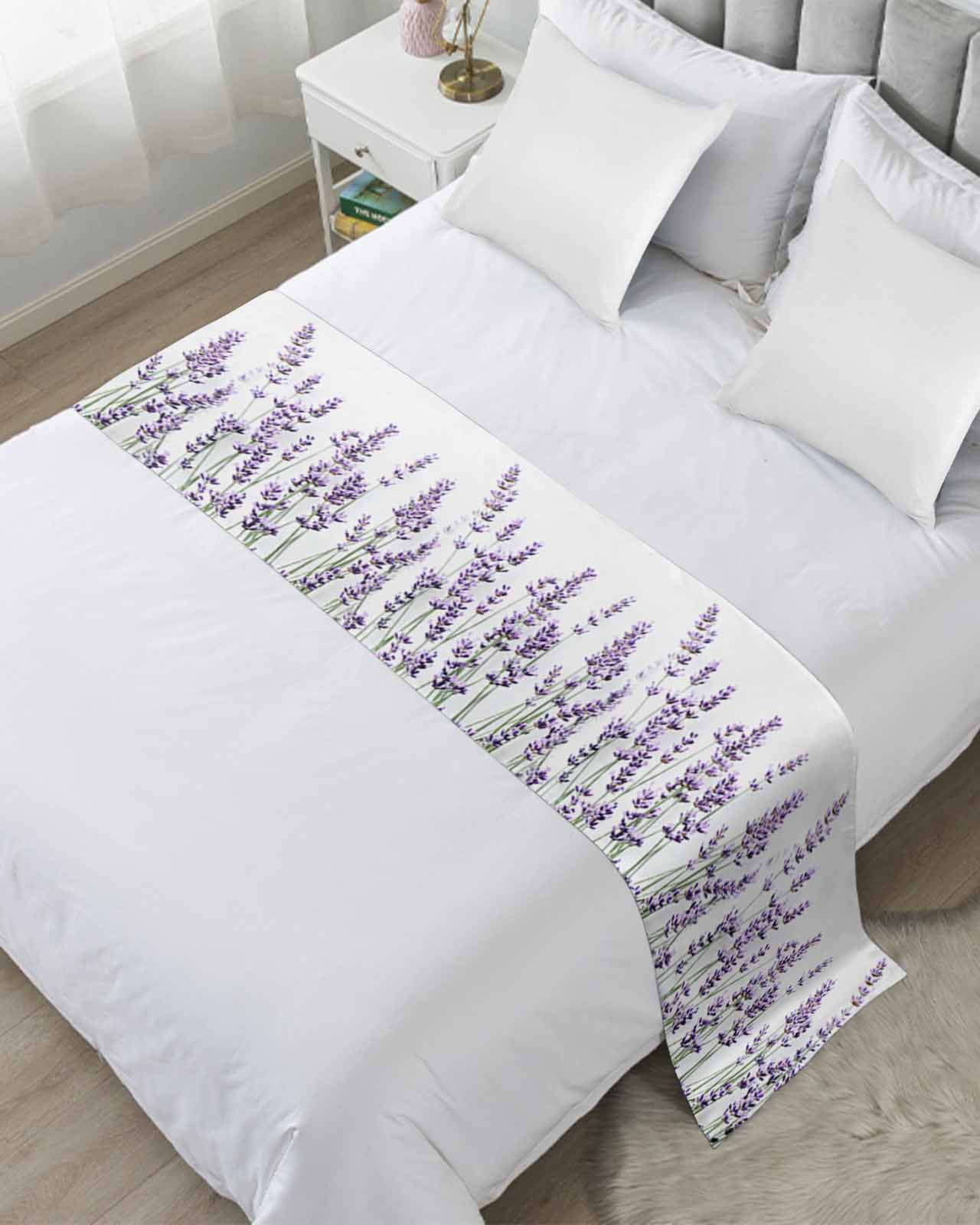 Bed Runner Scarf Queen Size, Purple Lavender Stain Bed Runners ...