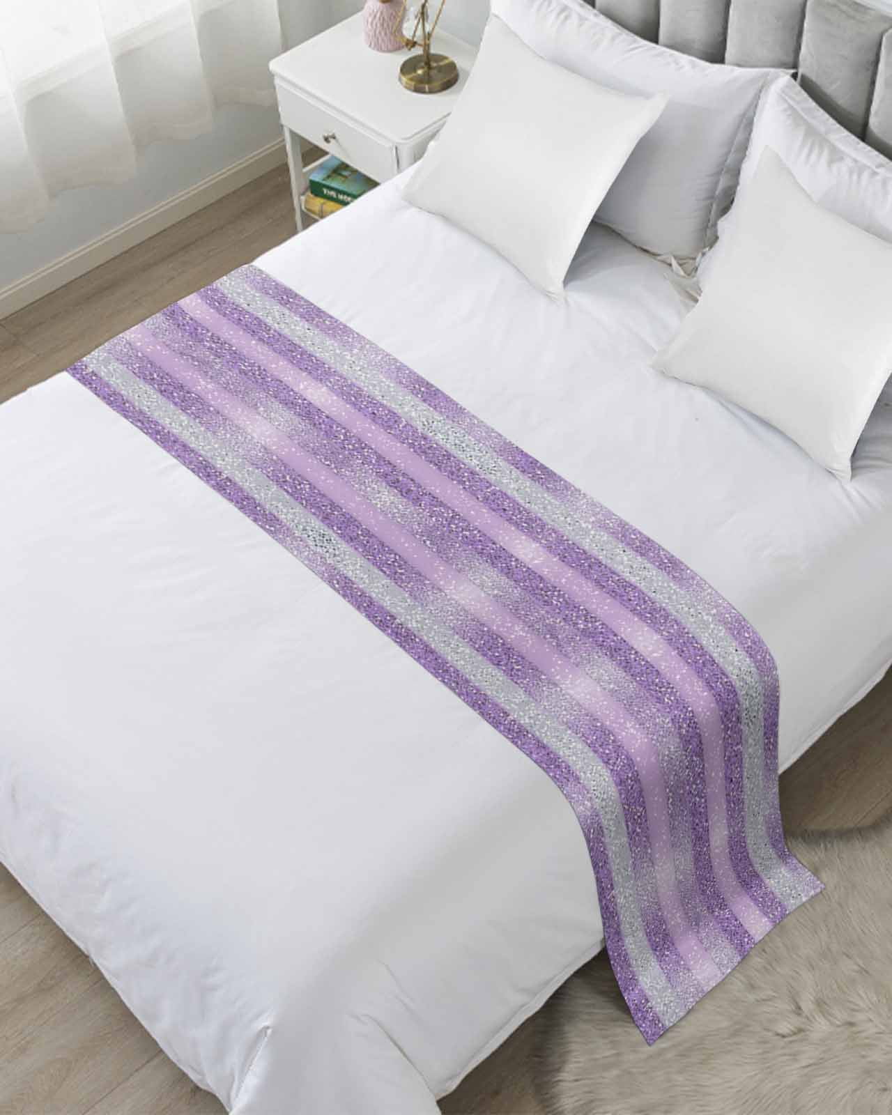 Bed Runner Scarf Queen Size, Purple Silvery Stain Bed Runners & Scarves ...
