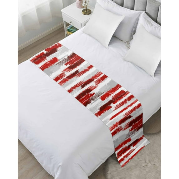Bed Runner Scarf Queen Size, Red Abstract Stain Bed Runners & Scarves ...