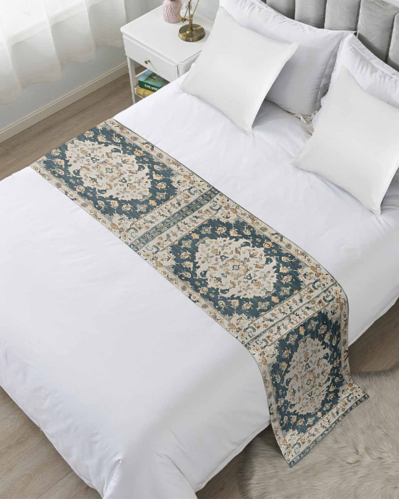 Bed Runner Scarf Queen Size, Southwestern Boho Stain Bed Runners ...