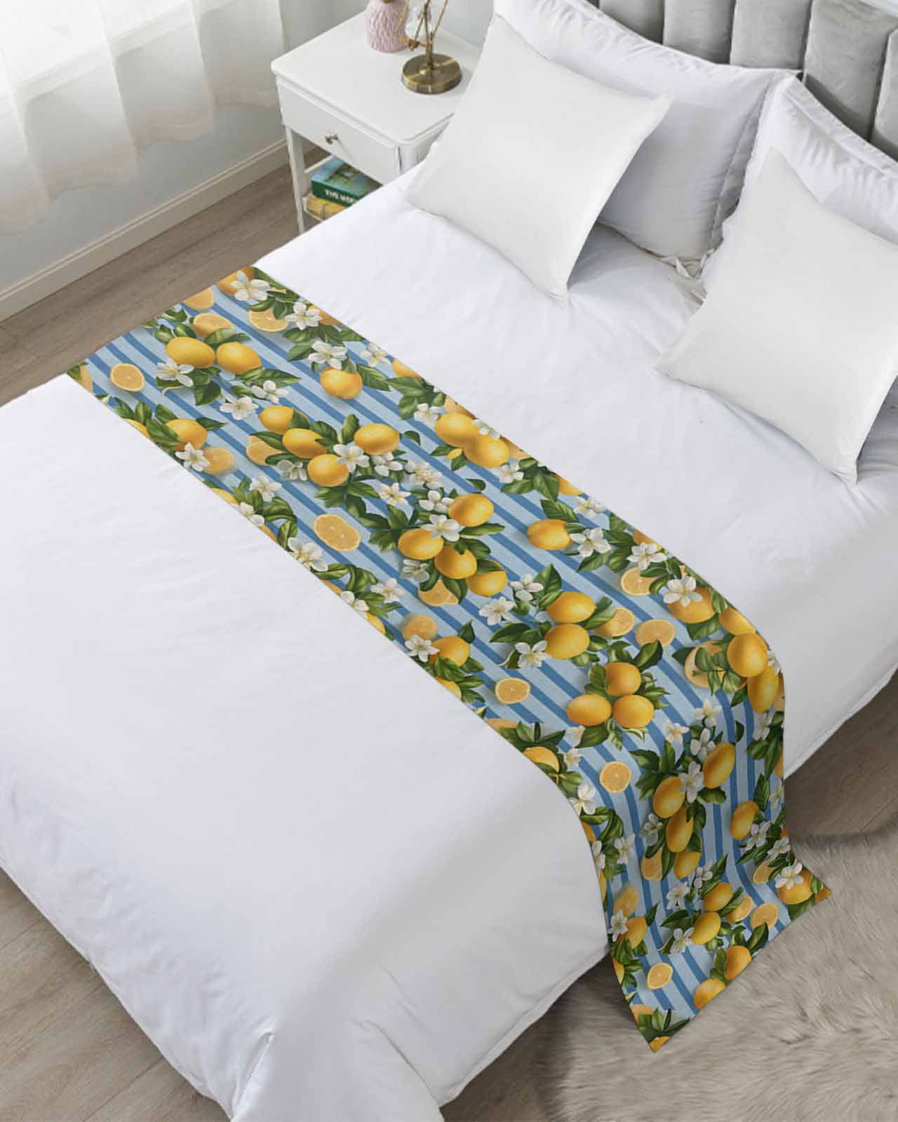 Bed Runner Scarf Queen Size, Summer Lemon Stain Bed Runners & Scarves ...