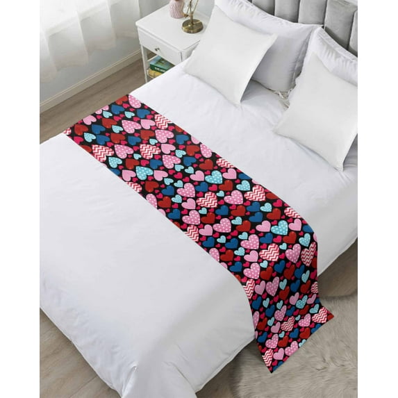 Bed Runner Scarf Queen Size, Valentine's Day Stain Bed Runners ...