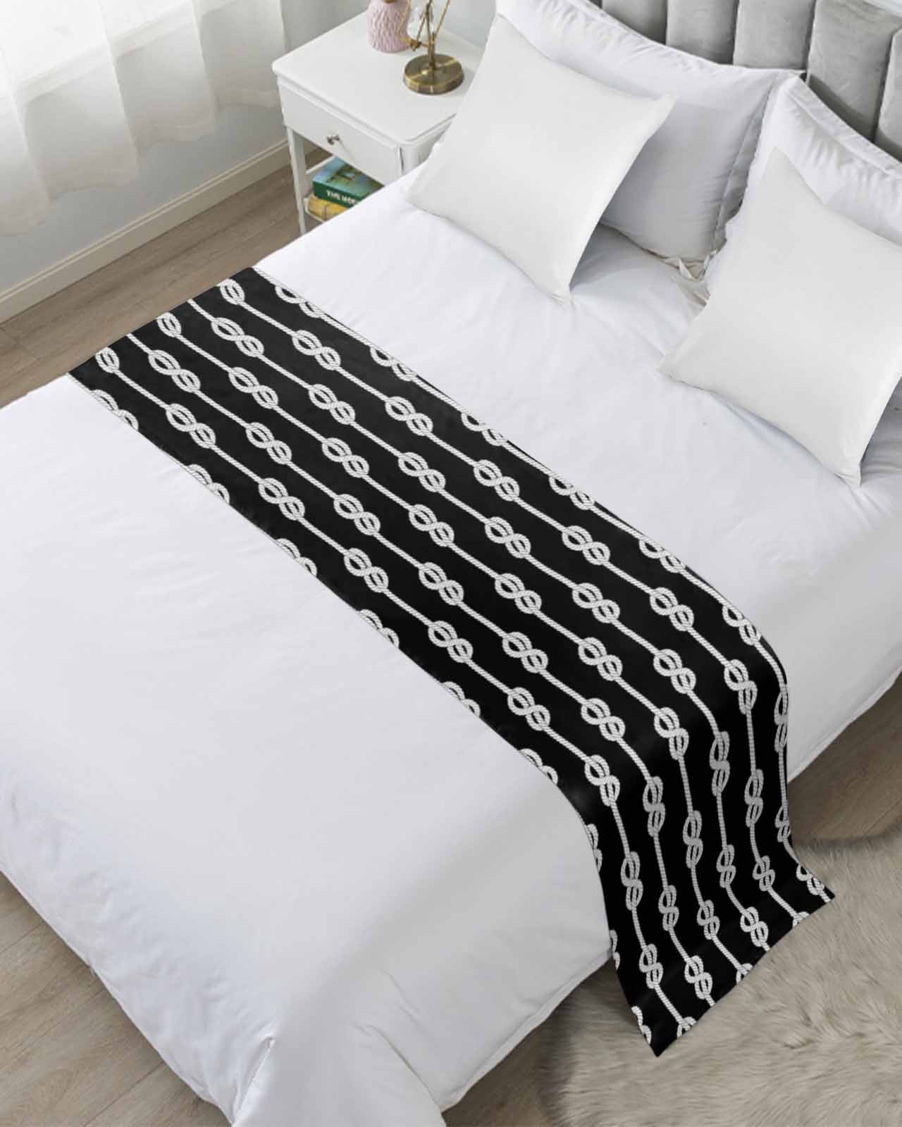 Bed Runner Scarf for Twin Size Bed, Black Knot Beds Scarf Throws for ...