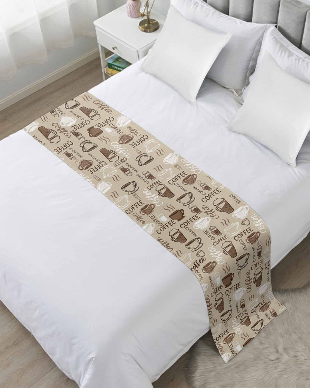 Bed Runner Scarf for Twin Size Bed, Coffee Beds Scarf Throws for Foot ...
