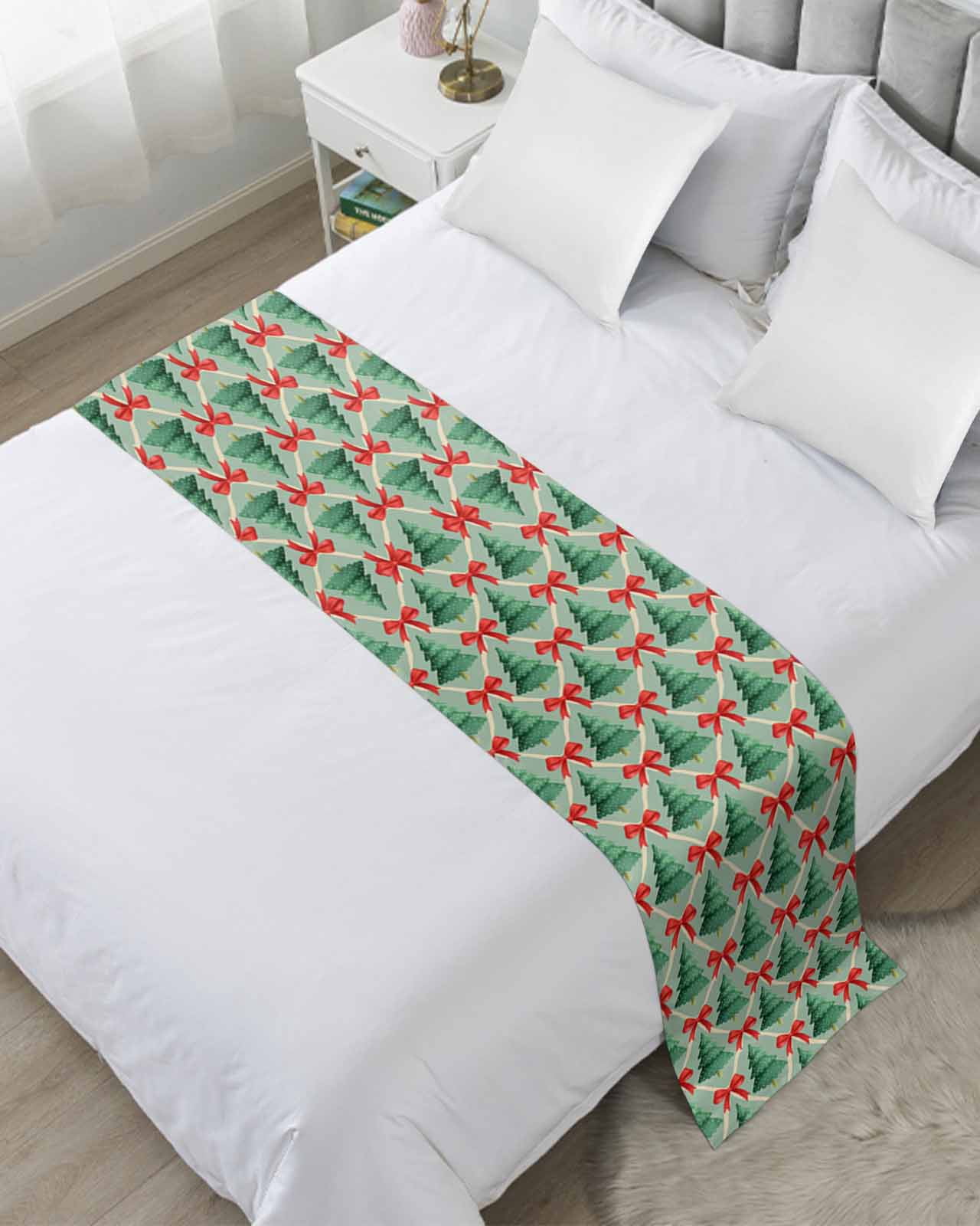Bed Runner Scarf Twin Size, Christmas Tree Stain Bed Runners & Scarves ...