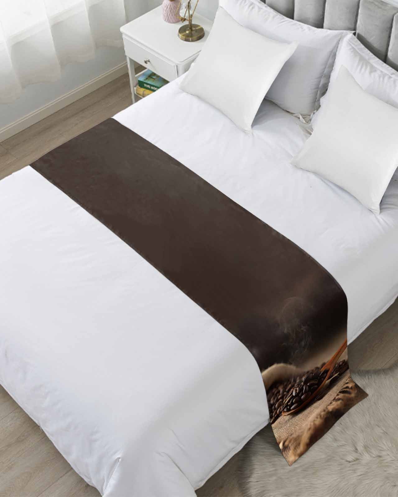 Bed Runner Scarf Twin Size, Coffee Beans Stain Bed Runners & Scarves ...