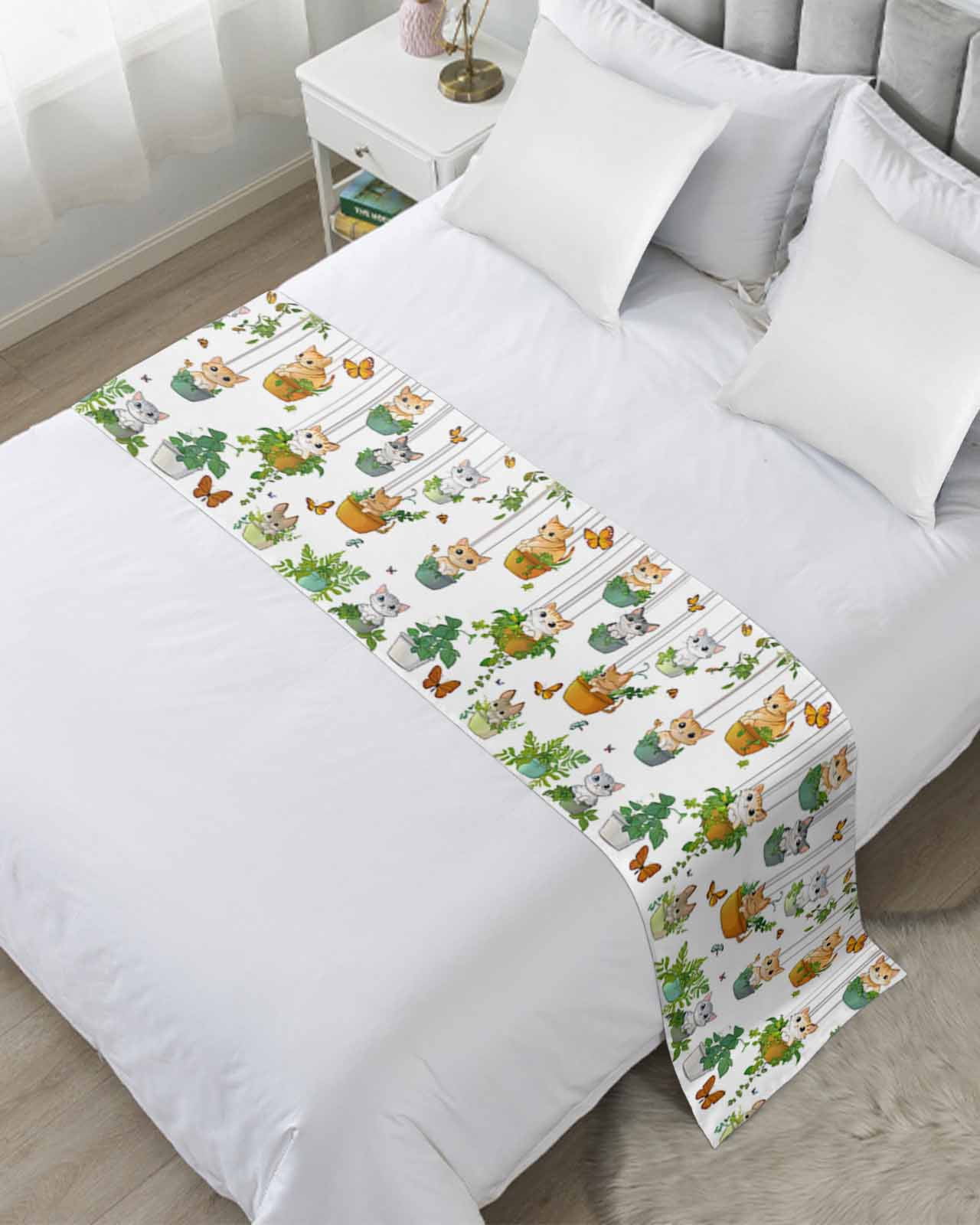 Bed Runner Scarf Twin Size, Cute Cartoon Stain Bed Runners & Scarves ...